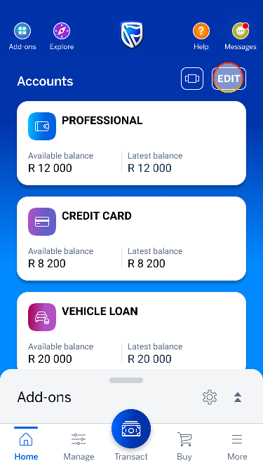 Edit your app account views | Standard Bank