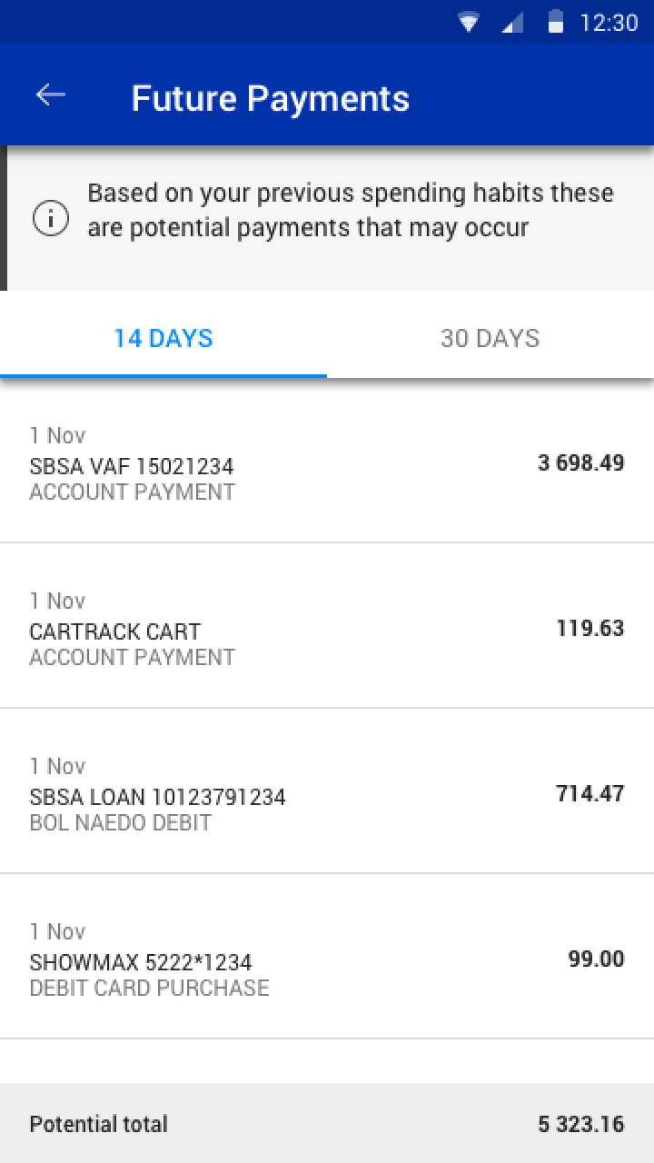 Banking App feature: Future Payments | Standard Bank
