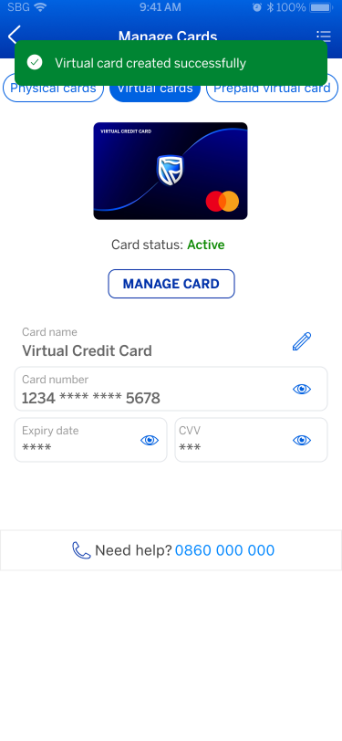 How to create Virtual Cards | Standard Bank