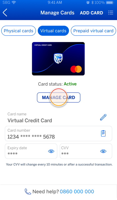 How to create Virtual Cards | Standard Bank