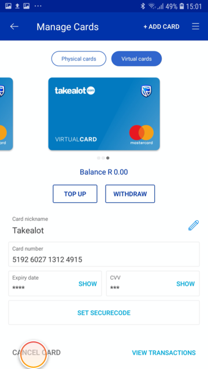How to manage your card on the app | Standard Bank