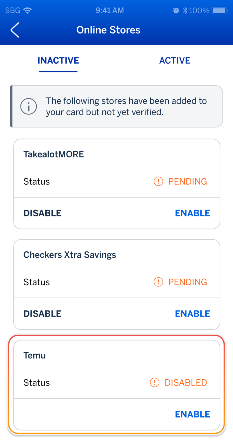 Manage Online Stores on your Virtual Card | Standard Bank
