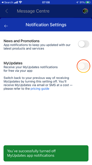 How to receive MyUpdates in the | Standard Bank