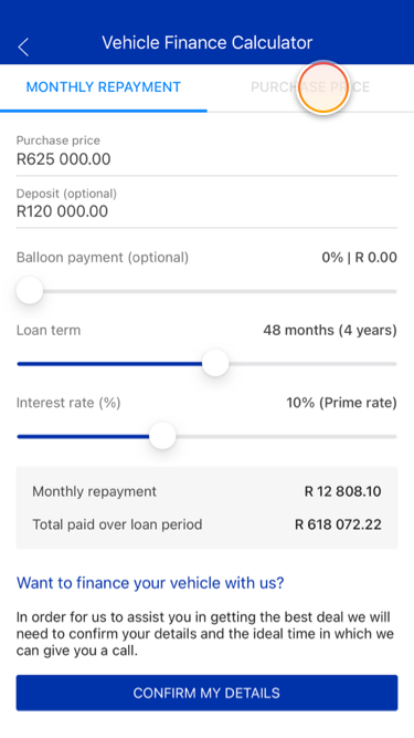 VAF: Vehicle Finance calculators | Standard Bank